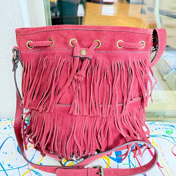 Patricia Nash | Bags | Patricia Nash Suede Fringe Bucket Bag Bront ...